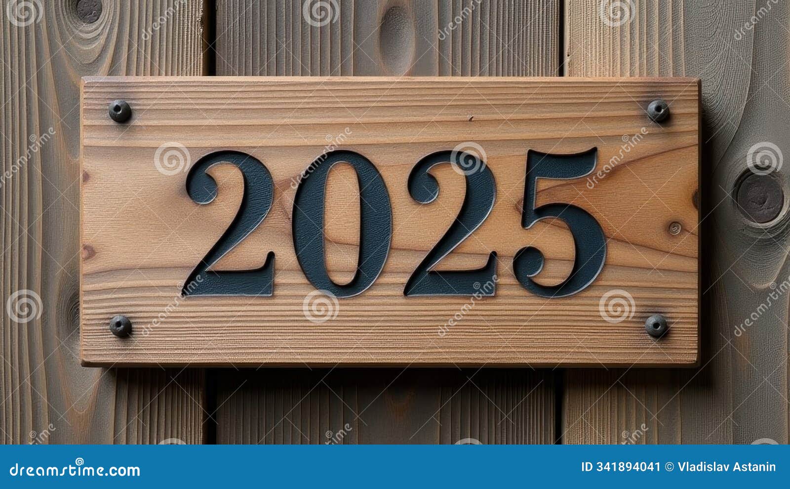 Rustic Wooden Sign with Engraved Number 2025, Stock Image - Image of ...