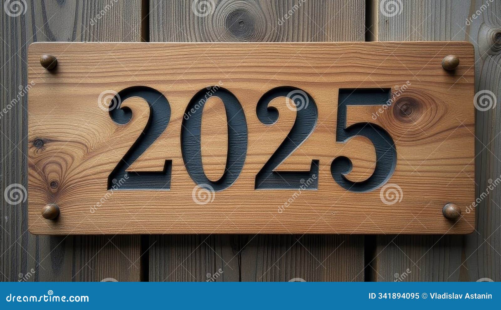 Rustic Wooden Sign with Engraved Number 2025, Stock Image - Image of ...