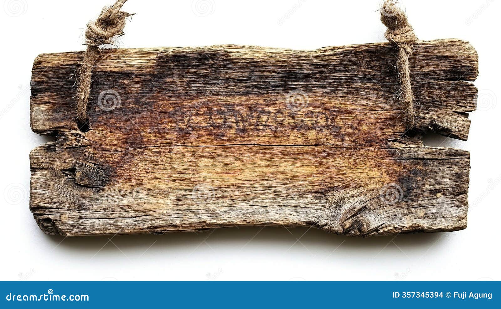 Rustic Wooden Sign with Rope Hanging, Isolated on White Stock ...