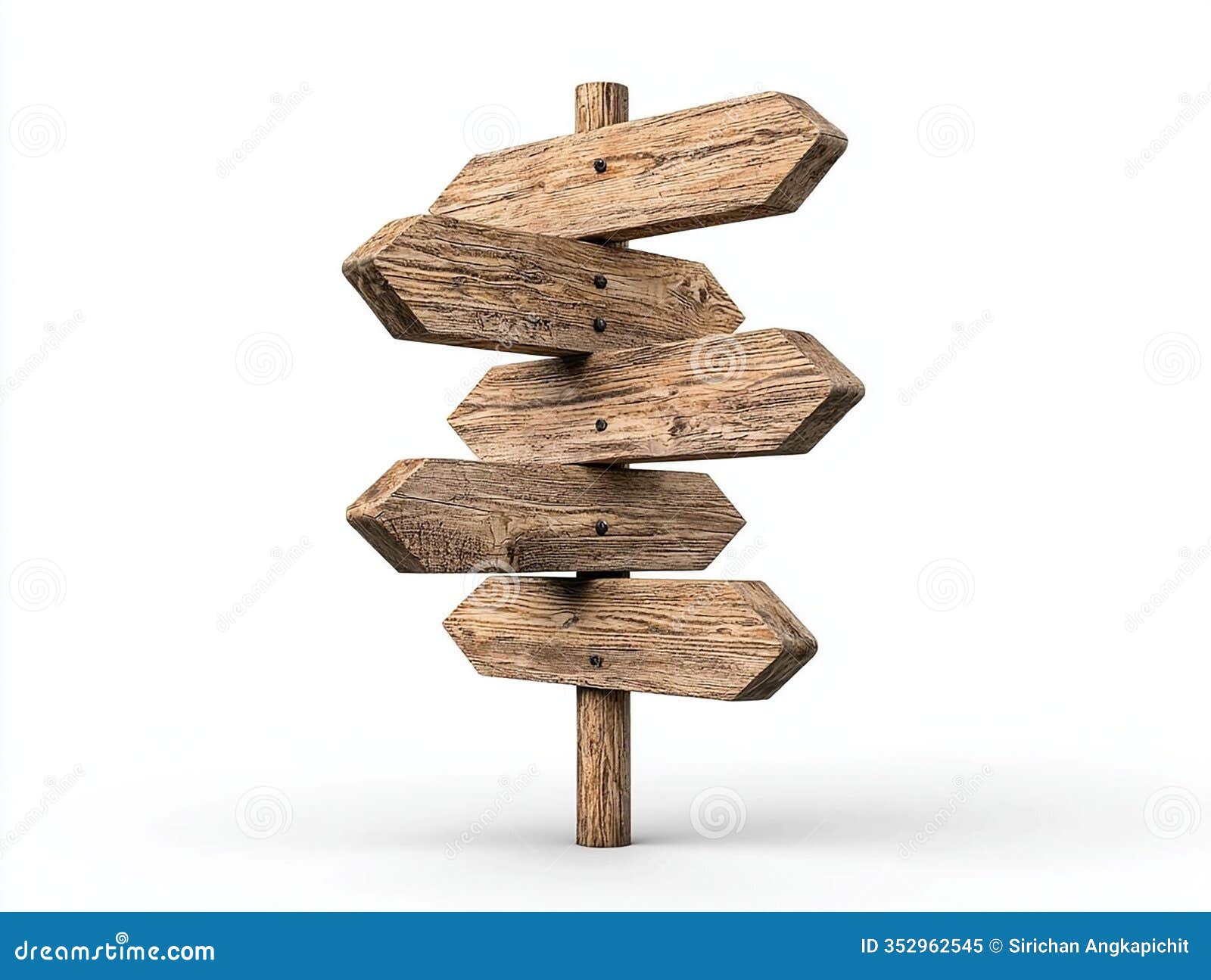 A Rustic Wooden Signpost with Multiple Directional Arrows Pointing ...