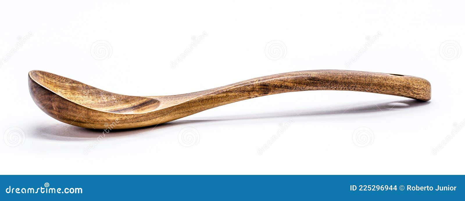Rustic Wooden Spoon on Isolated White Background, Profile View Stock ...