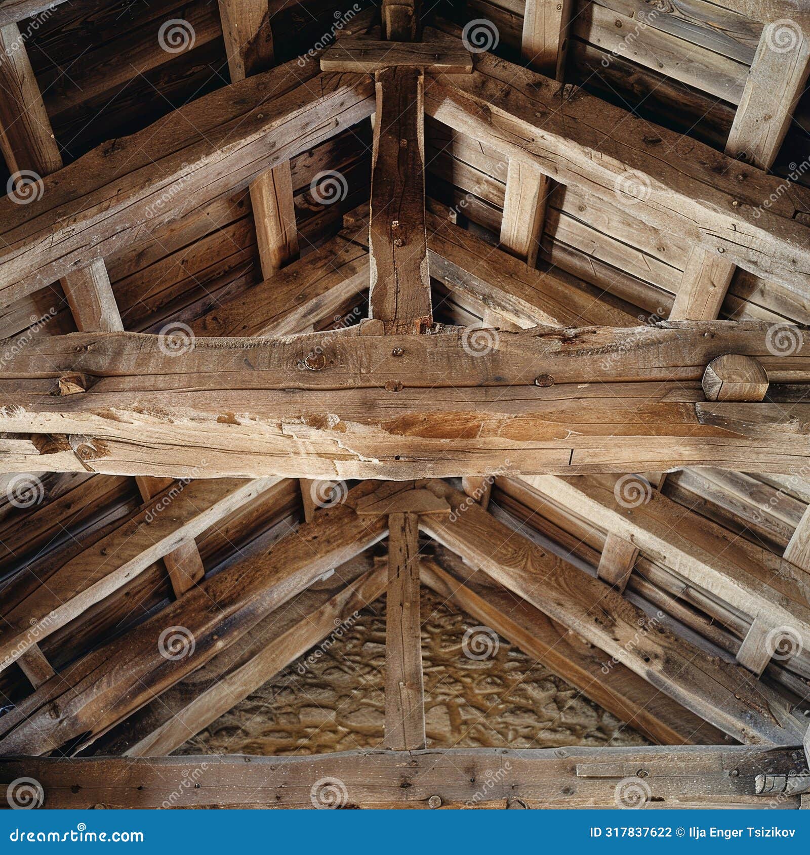 Rustic Wooden Structure with Truss, Posts, and Beams Showcasing ...