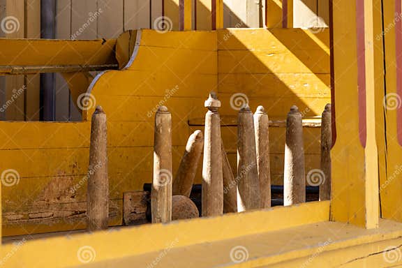 Rustic Wooden Structures in Yellow Setting Stock Image - Image of ...