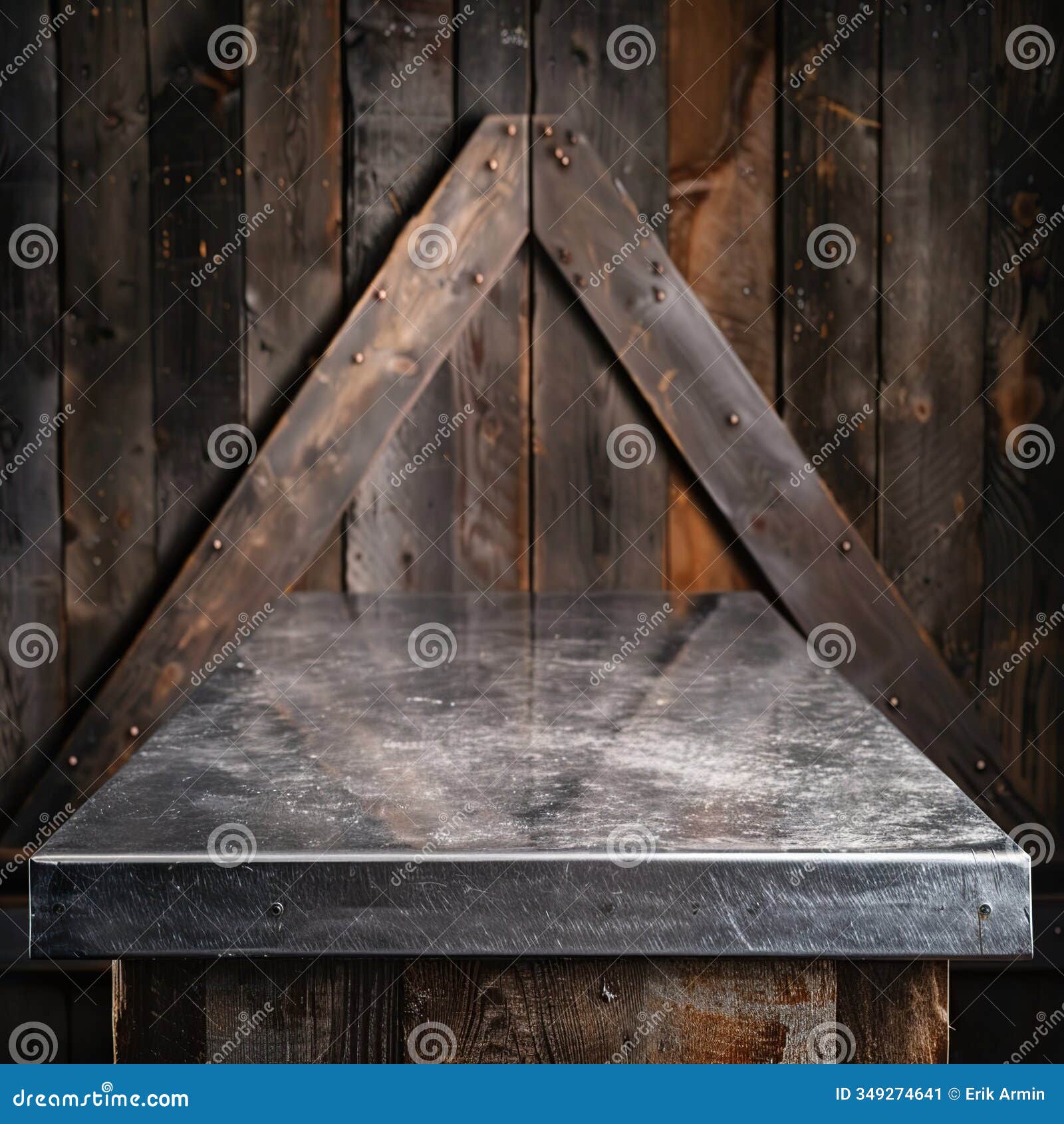Rustic Wooden Triangle Frame with Metal Top Stock Illustration ...