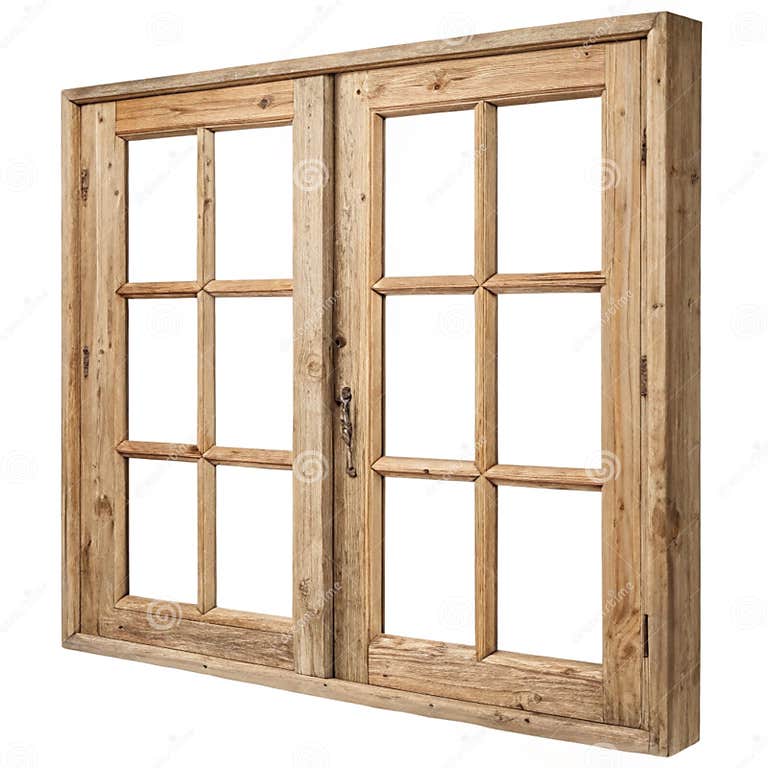 Rustic Wooden Window Frames Isolated on White Background Stock ...