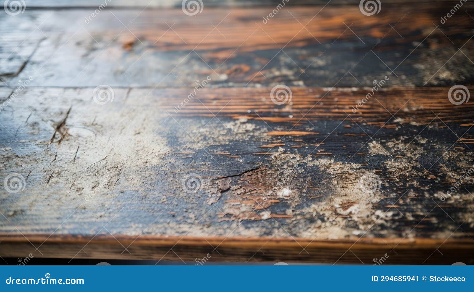 Rustic Wool Table with Distressed Paint and Natural Grain Stock ...