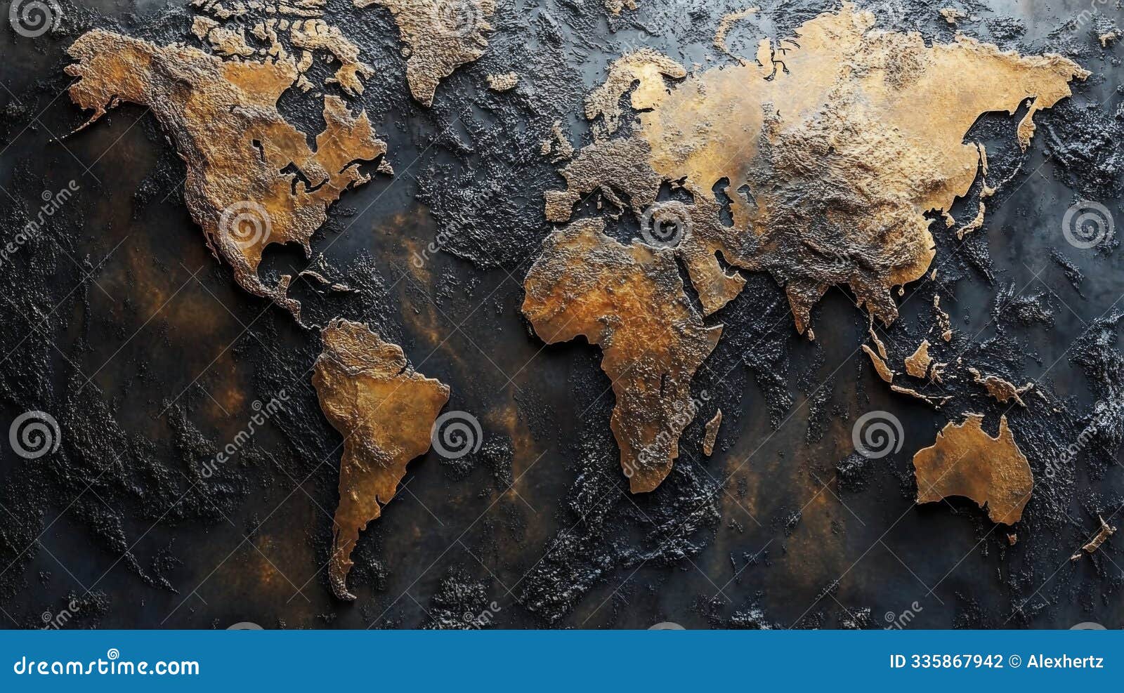 Rustic World Map Art stock photo. Image of continents - 335867942