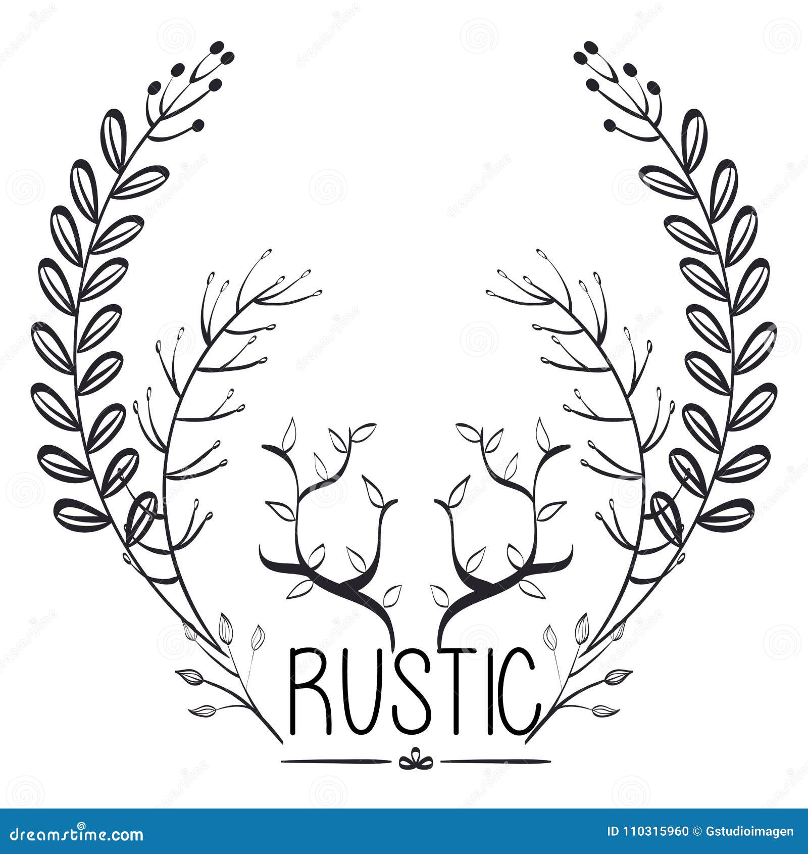 Rustic wreath crown icon stock vector. Illustration of monochrome ...