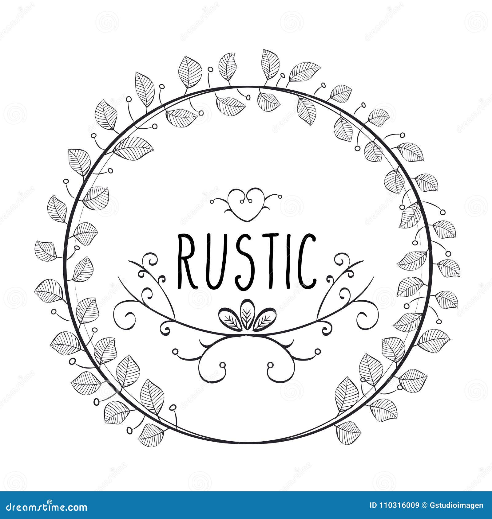 Rustic wreath crown icon stock vector. Illustration of design - 110316009