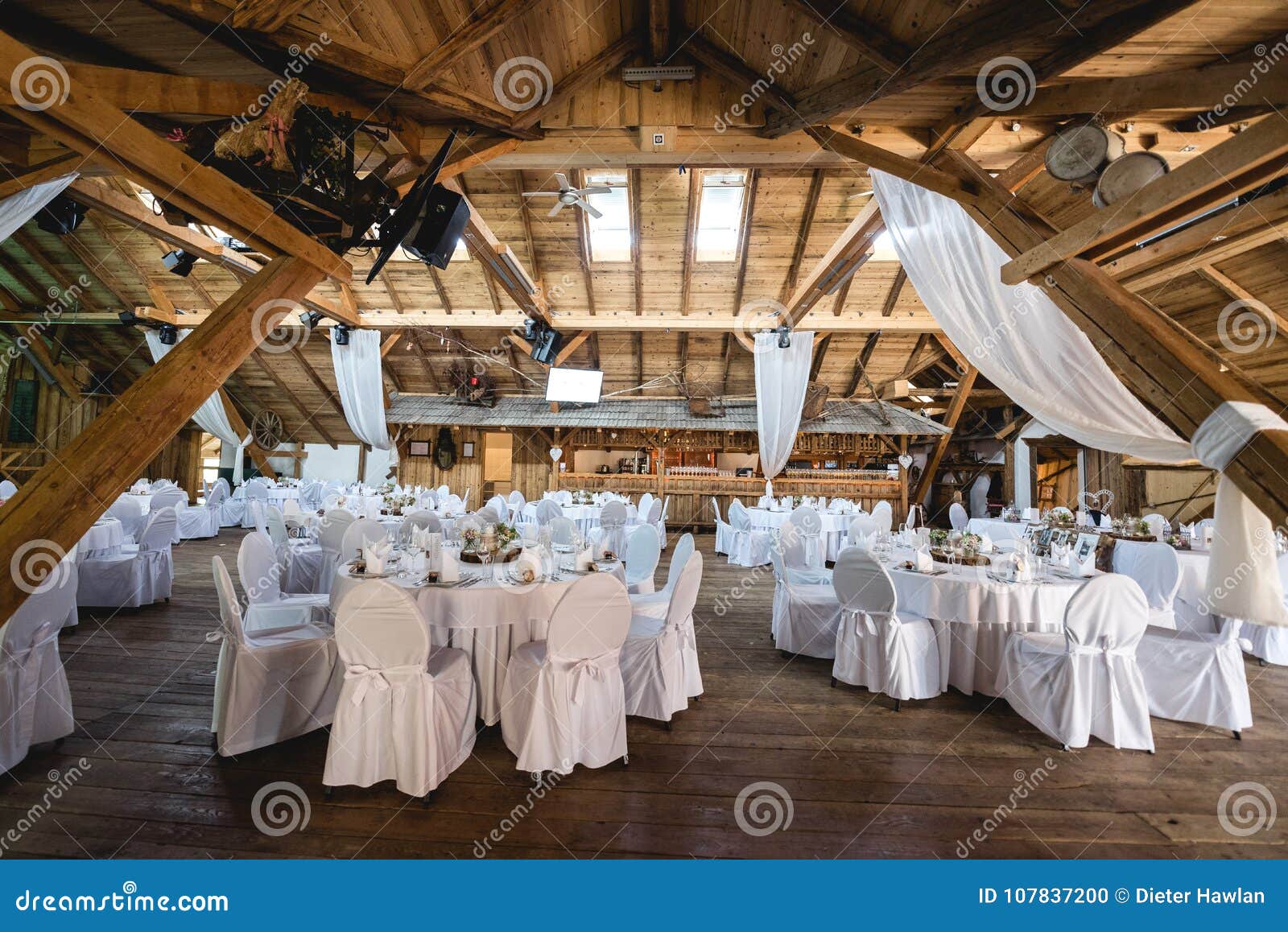 Rustical banquet hall stock photo. Image of rustical - 107837200