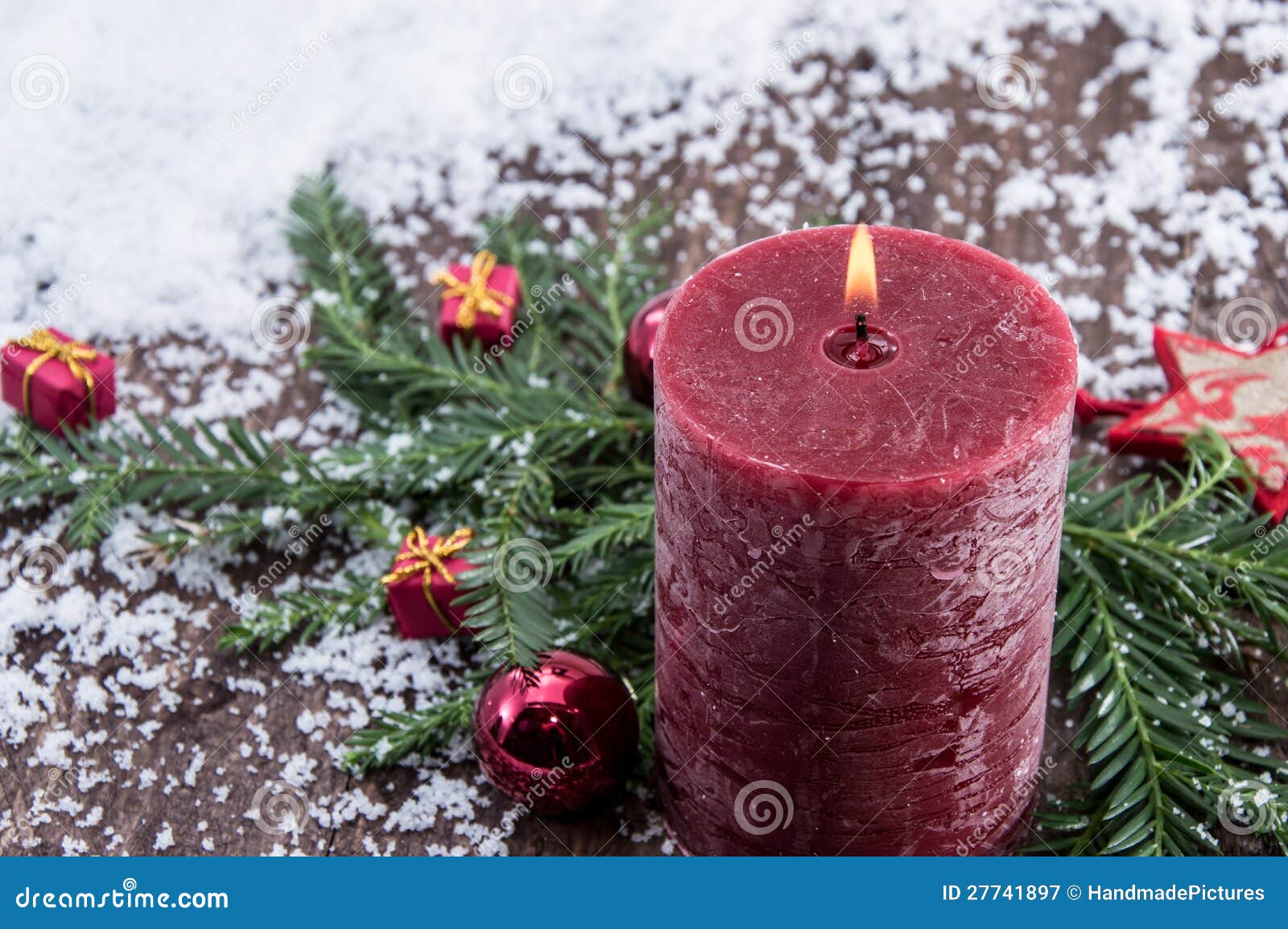 Rustical Candles in the Snow Stock Image - Image of candlelight ...