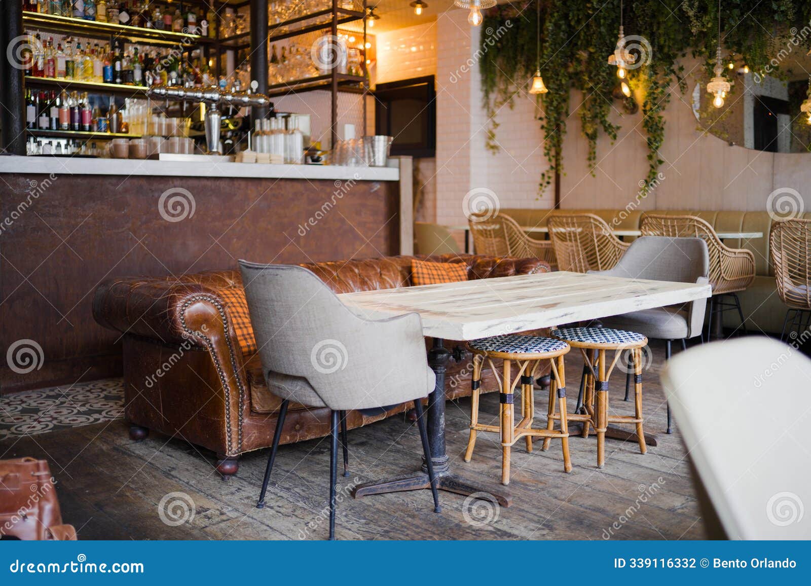 Rustical Modern Bar Interior in a Restaurant Stock Photo - Image of ...