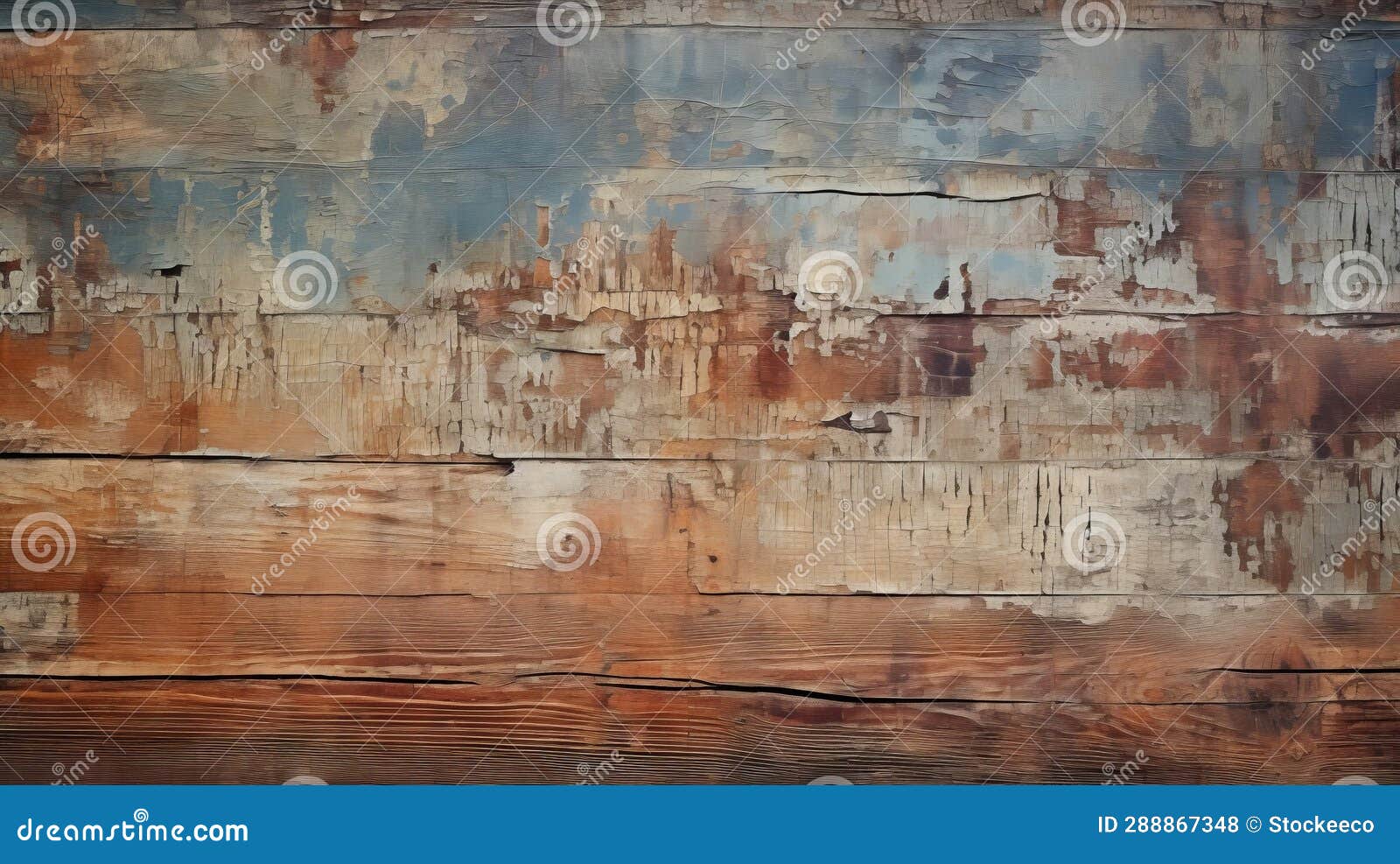 Rusticcore Cityscape Abstraction: Textured Wooden Board in Blue and ...