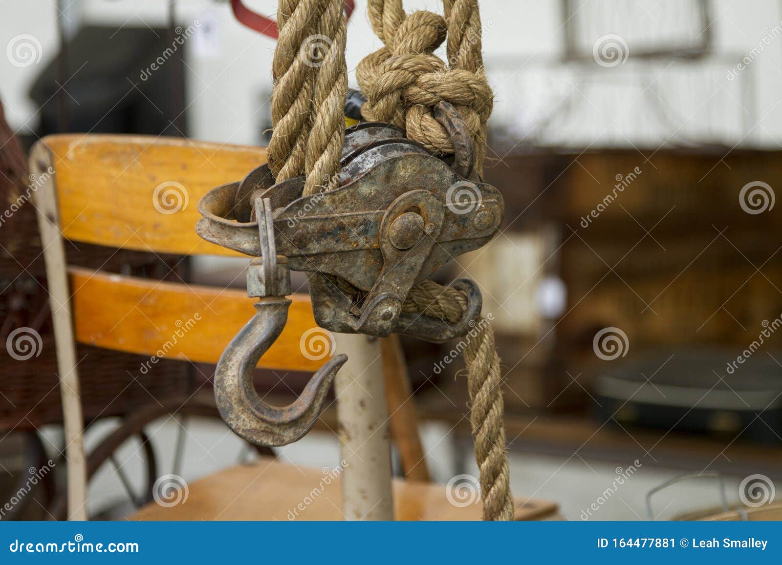 Rusting Antique Hook and Pulley Stock Image - Image of cable, equipment ...