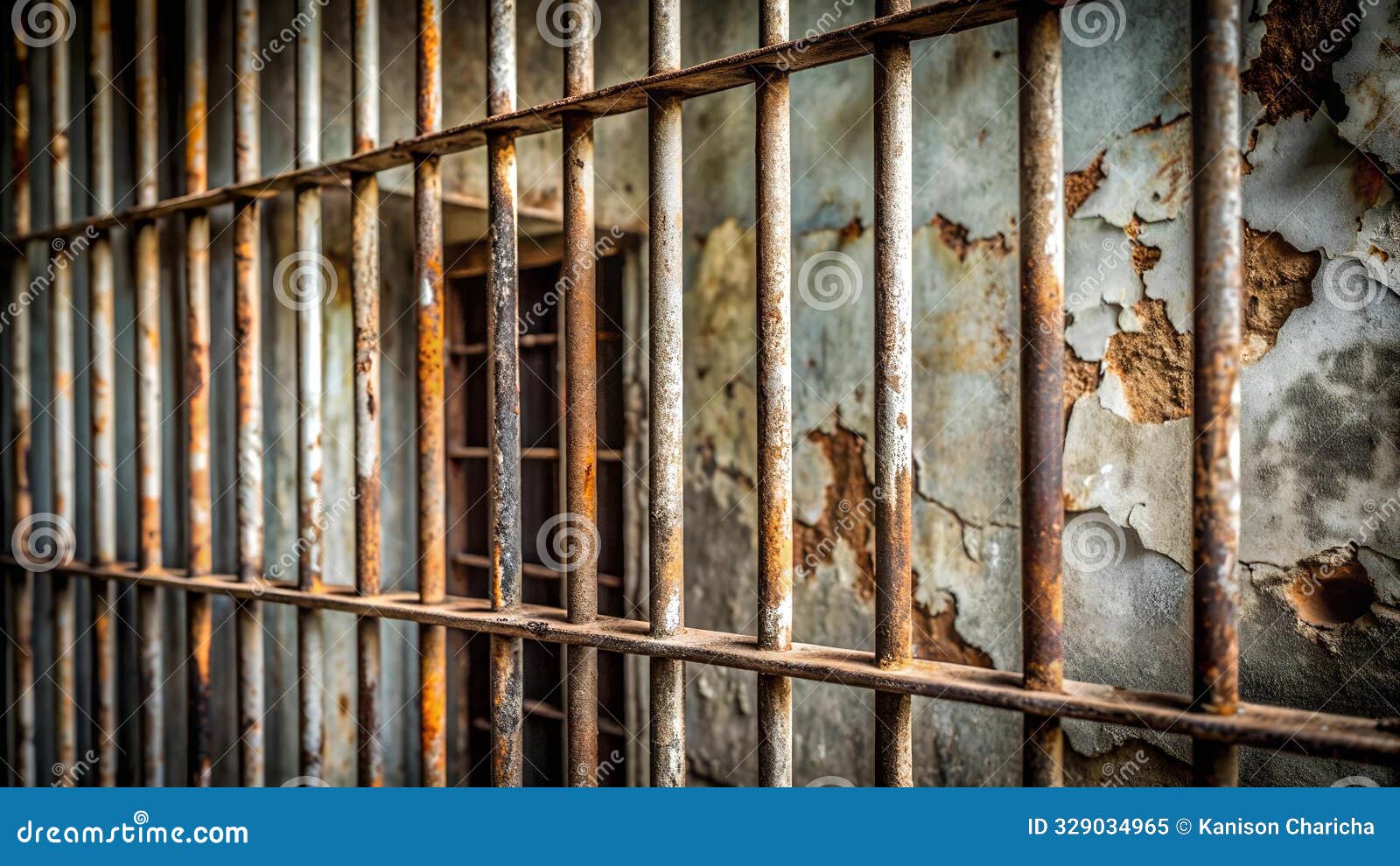 Rusting Bars of Time: a Worn Metal Jail Cell Generative AI Stock Image ...