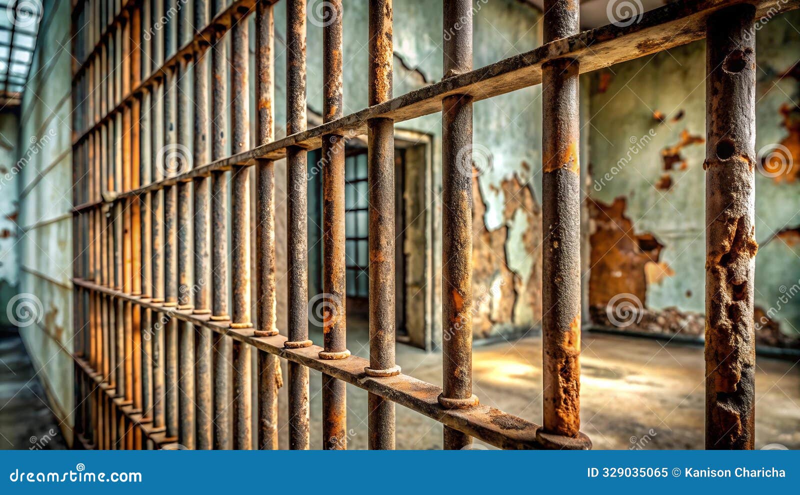 Rusting Bars of Time: a Worn Metal Jail Cell Generative AI Stock Image ...