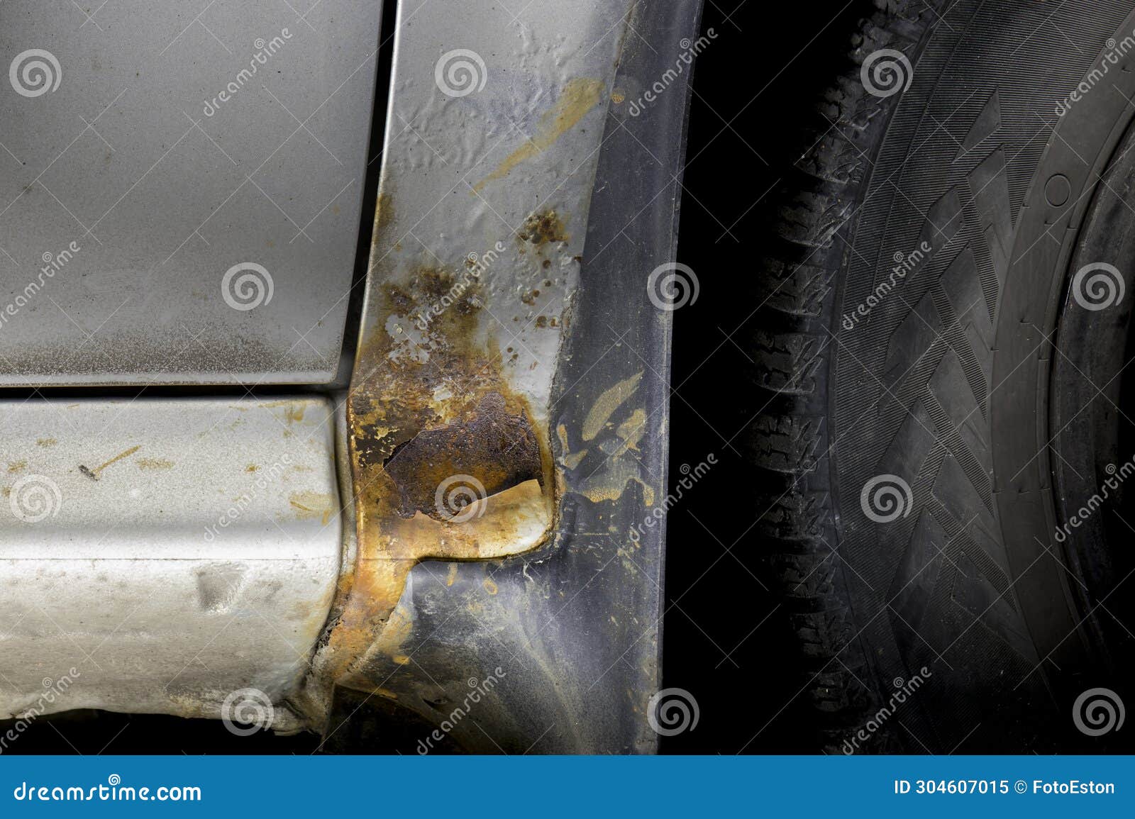 Rusting Car Wheel Arch. Rust and Peeling Paint. Beginning of Serious ...