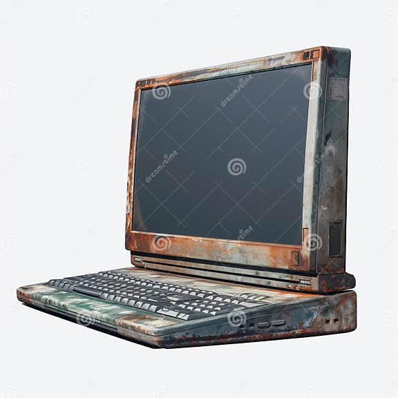 Rusty Cyberpunk Computer Illustration with Maya 3d Aesthetic Stock ...