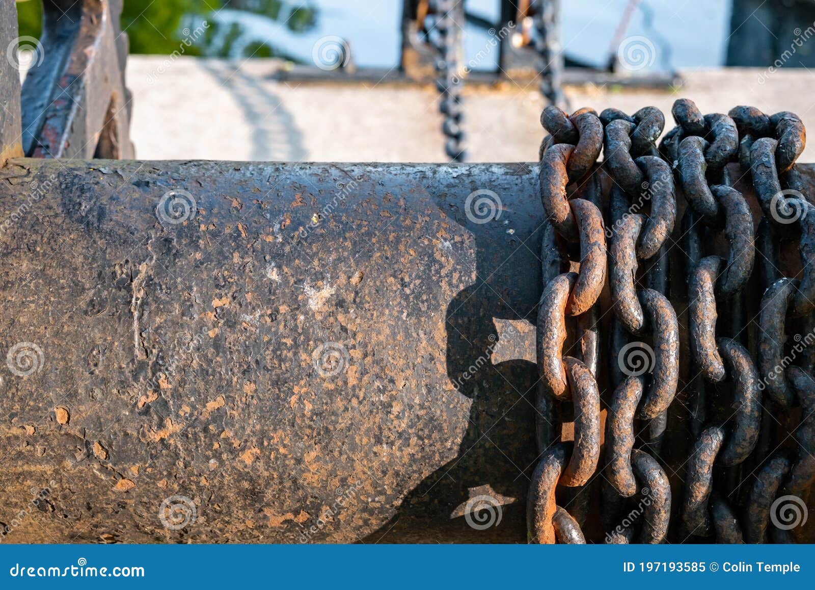 Rusting Metal Chains on Iron Spool Stock Image - Image of links, spool ...