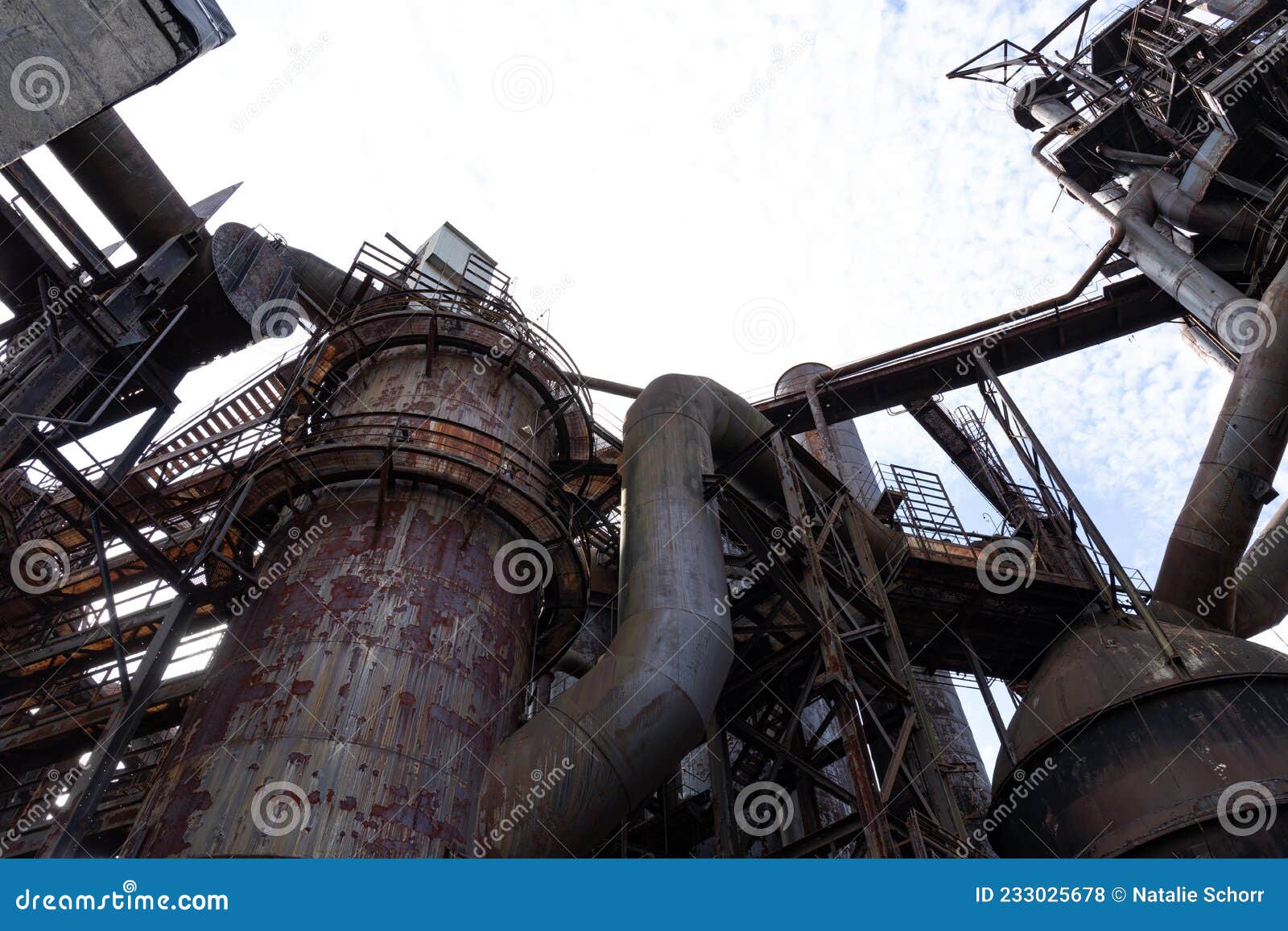 Rusting Metal Structures in an Industrial Facility Seen from Below ...