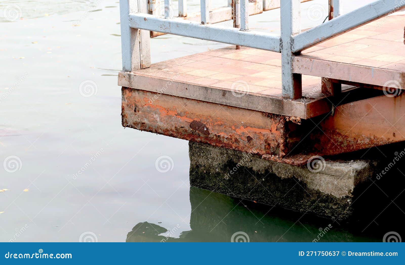 Rusting Railing at the Pier. Corrosion on White Railing Stock Image ...