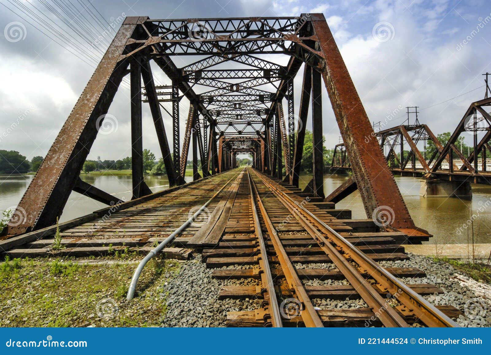 Rusting railroad bridge stock photo. Image of platform - 221444524