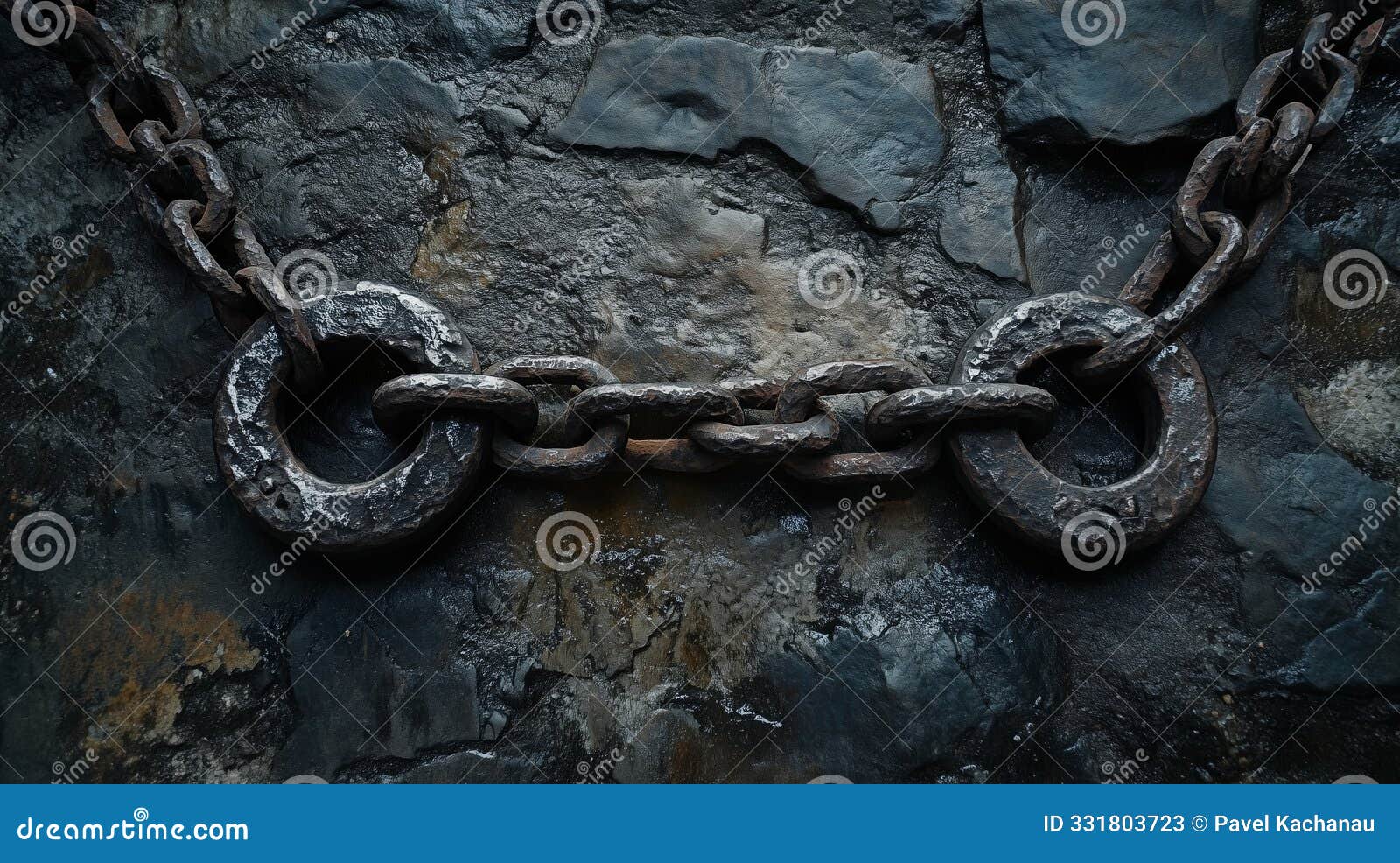 Rusting Shackles Lie on a Rough Stone Surface, Reflecting a Heavy ...
