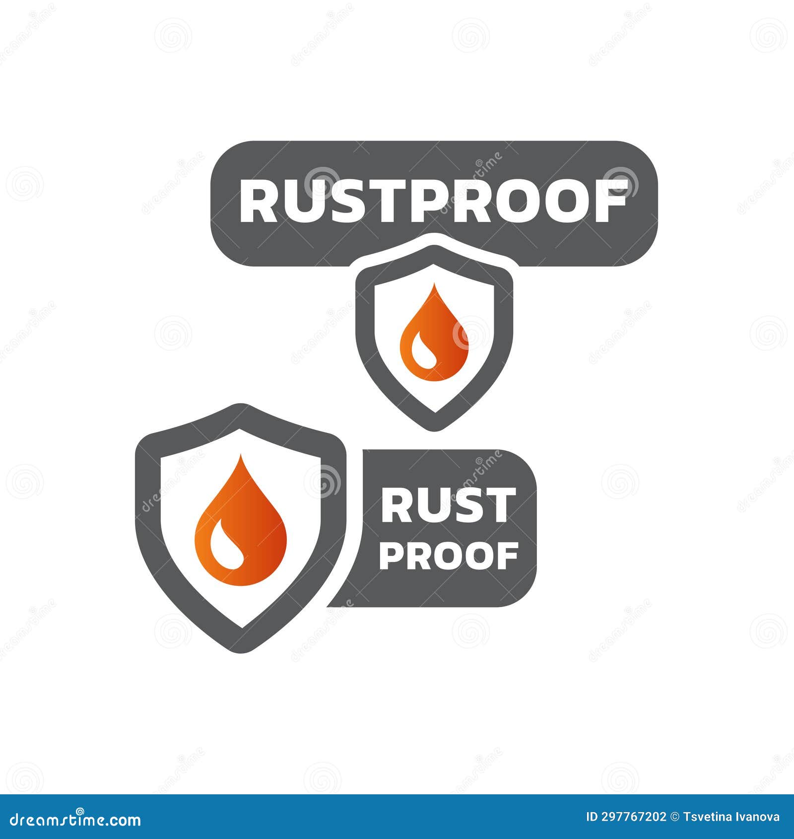 Rustproof with Shield and Water Drop Label Stock Vector - Illustration ...