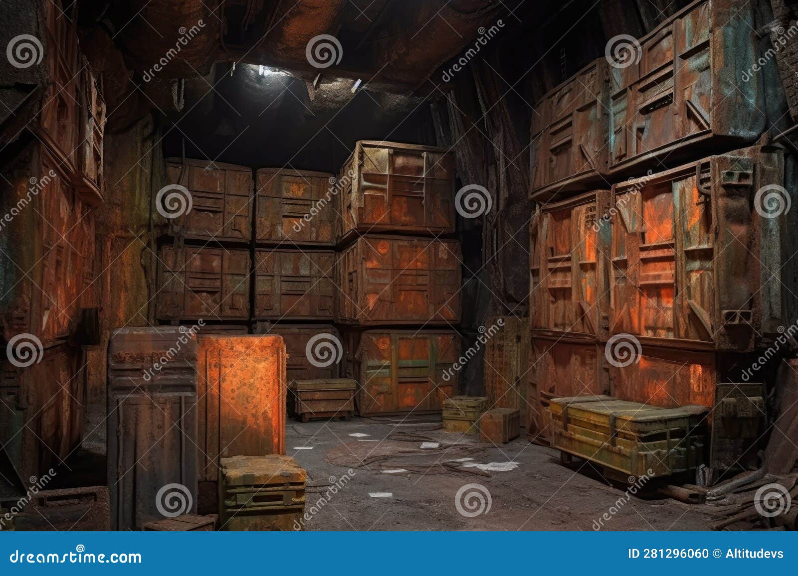 Rusty Ammunition Crates Stacked in an Old Storage Facility Stock ...