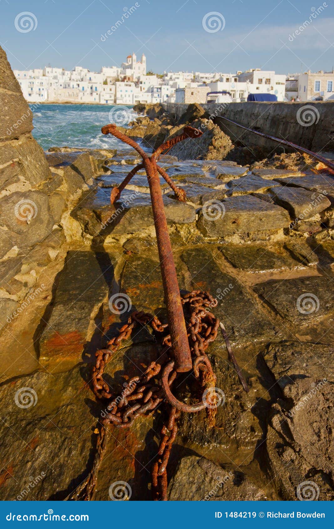 Rusty Anchor stock image. Image of anchor, houses, greece - 1484219