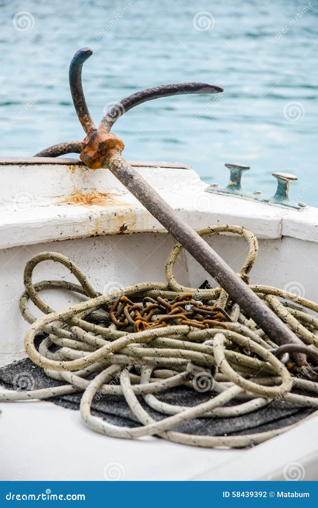 Rusty anchor stock photo. Image of mediterranean, rowboat - 58439392