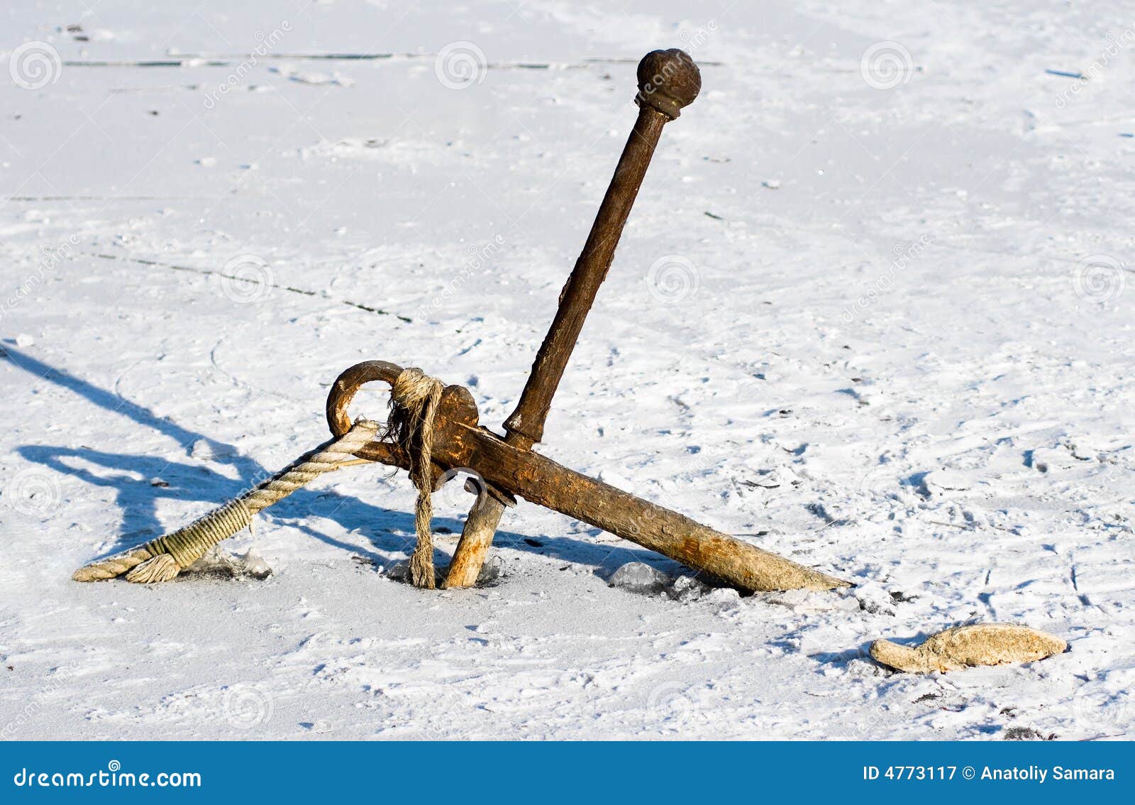 Rusty anchor in ice stock image. Image of rust, winter - 4773117