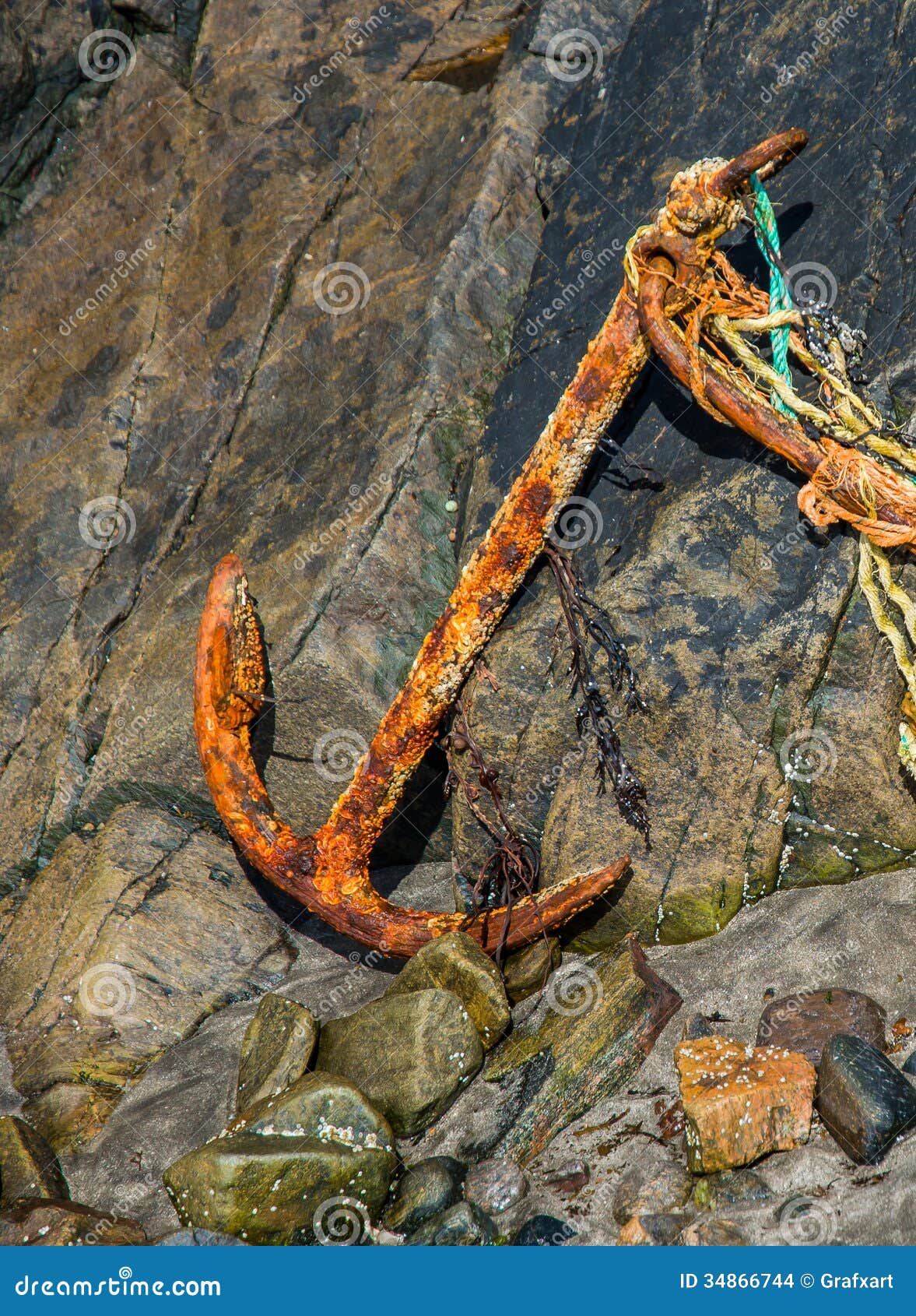 Rusty anchor stock photo. Image of ocean, boating, beach - 34866744