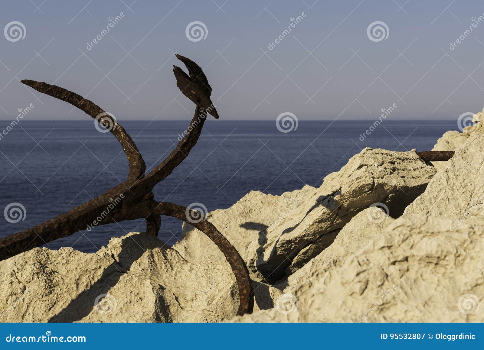 Rusty Anchor at the Rocky Coast Stock Image - Image of close, anchor ...