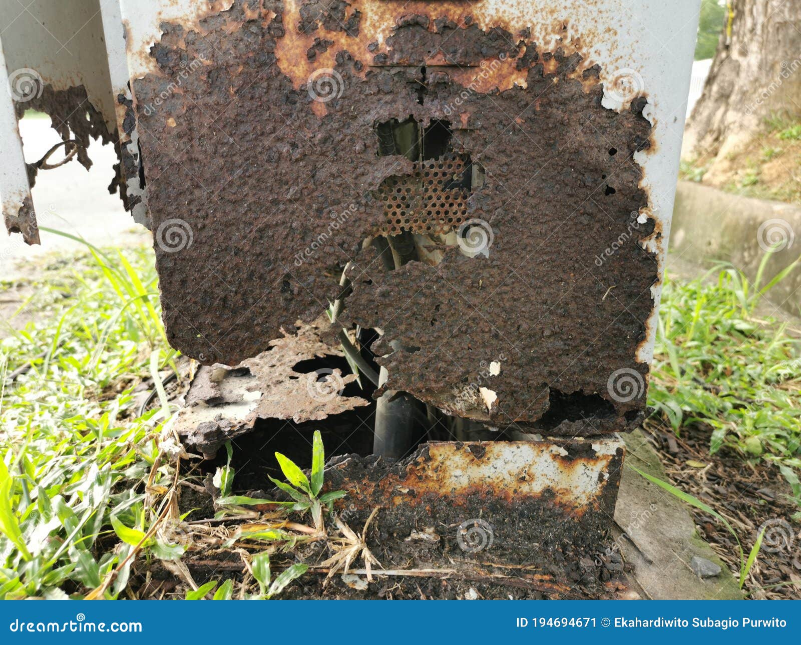 Rusty Area of Street Light Control Panel. Stock Image - Image of steel ...