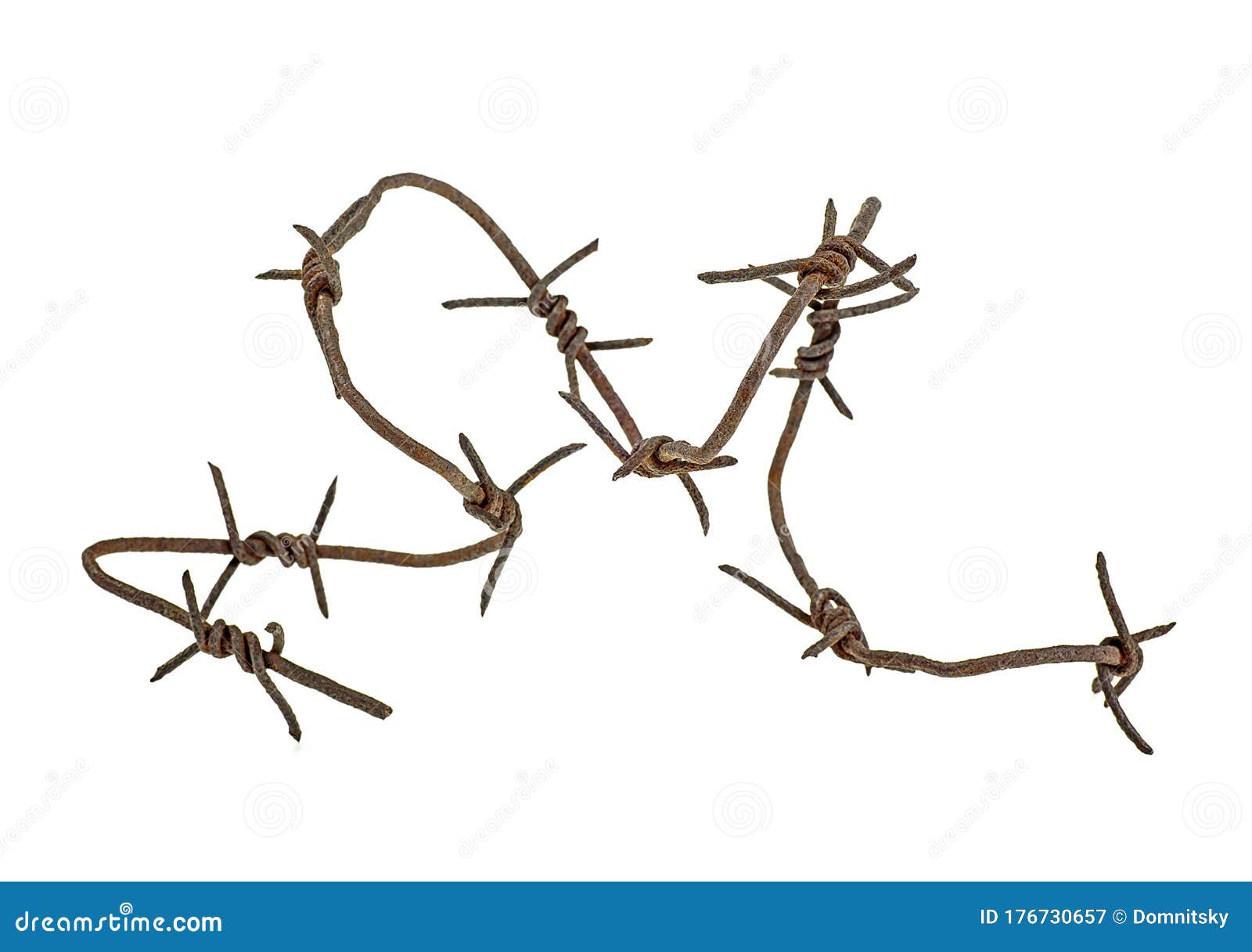 Rusty Barbed Wire Over White Background Stock Image - Image of safety ...