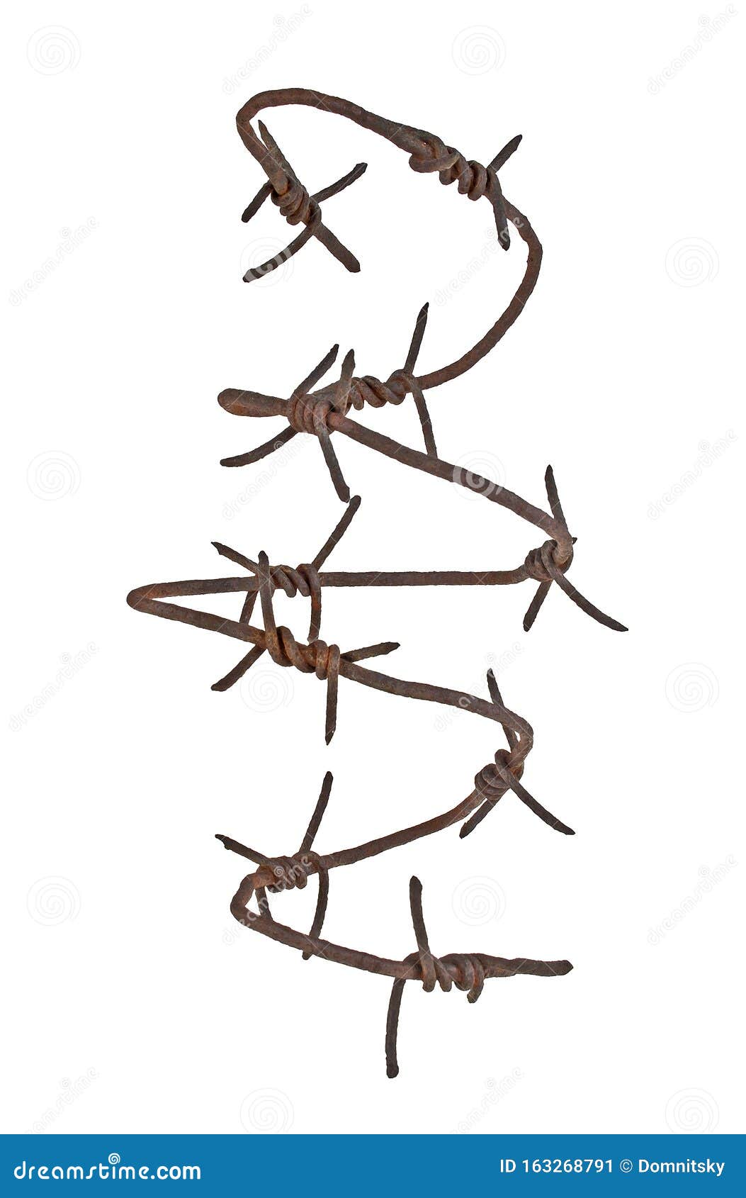 Rusty Barbed Wire on White Background Stock Image - Image of close ...