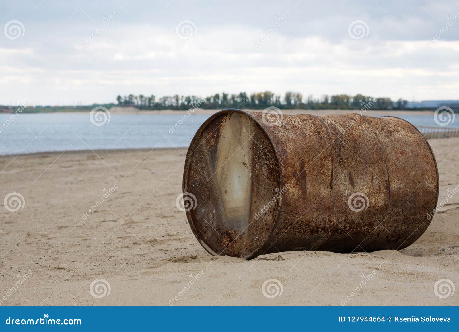 Rusty Barrel on the River Bank. Problems of Ecology and Environmental ...