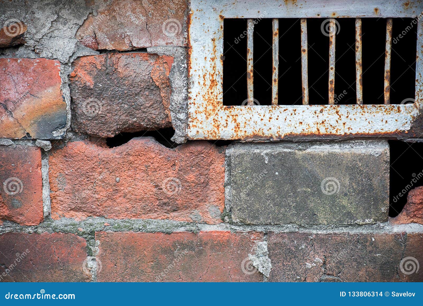 Rusty Basement Window Grill With Crumbling Rusted Surface, Background ...