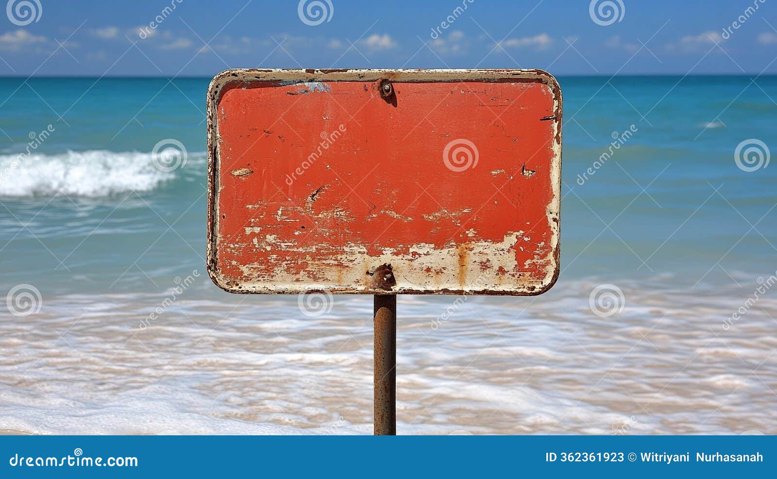 Rusty Beach Sign, Ocean Waves, Blank Template, Summer Stock Image ...