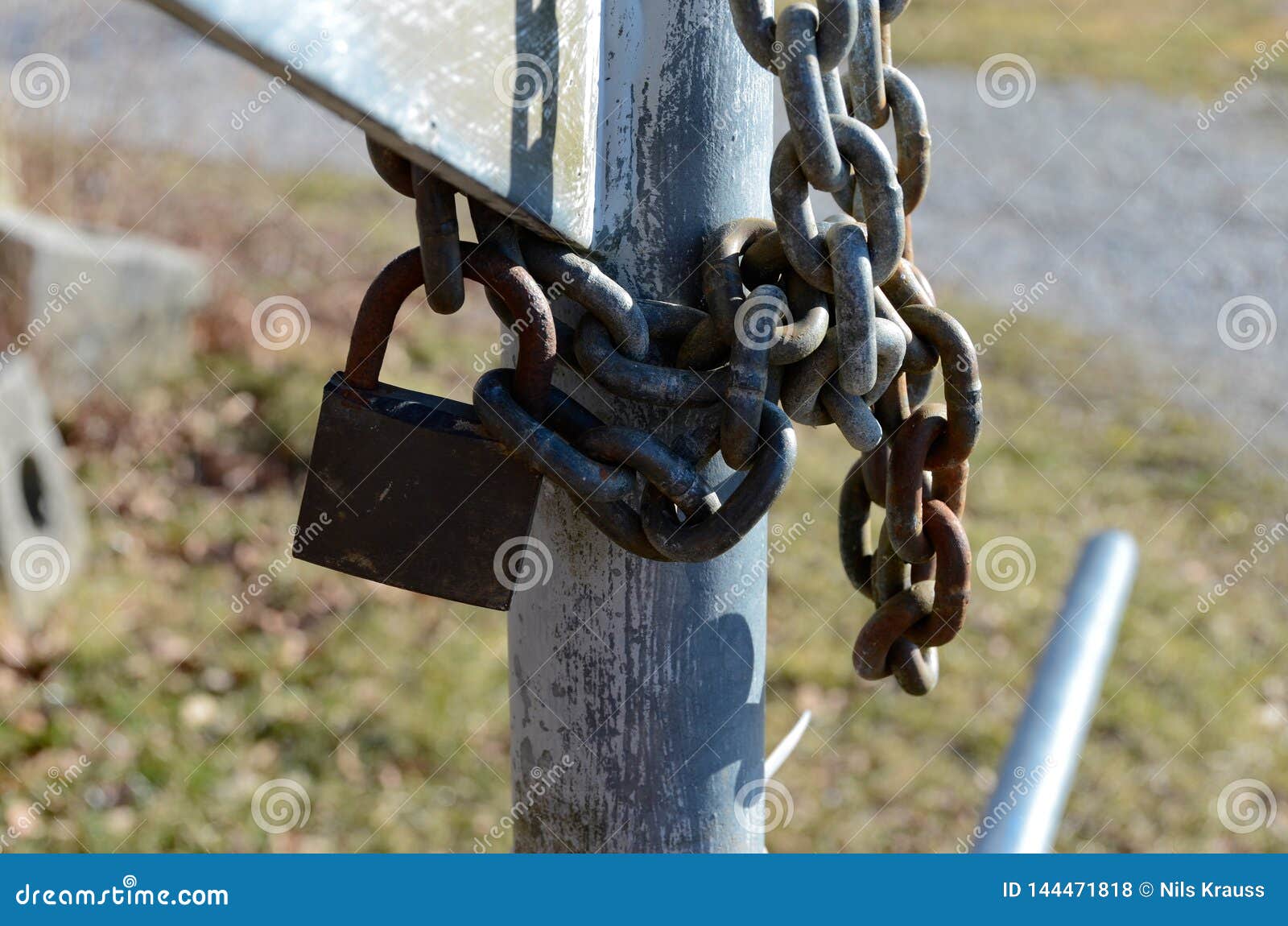 Rusty Big Iron Chain with a Iron Lock Stock Photo - Image of closed ...
