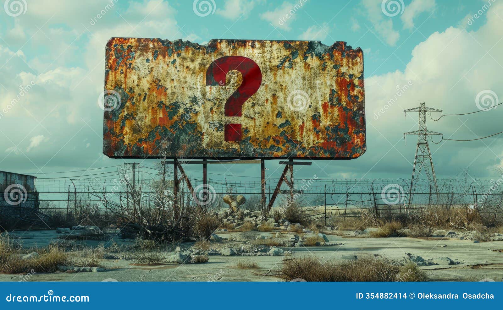 Rusty Billboard with a Question Mark. Stock Photo - Image of weathered ...