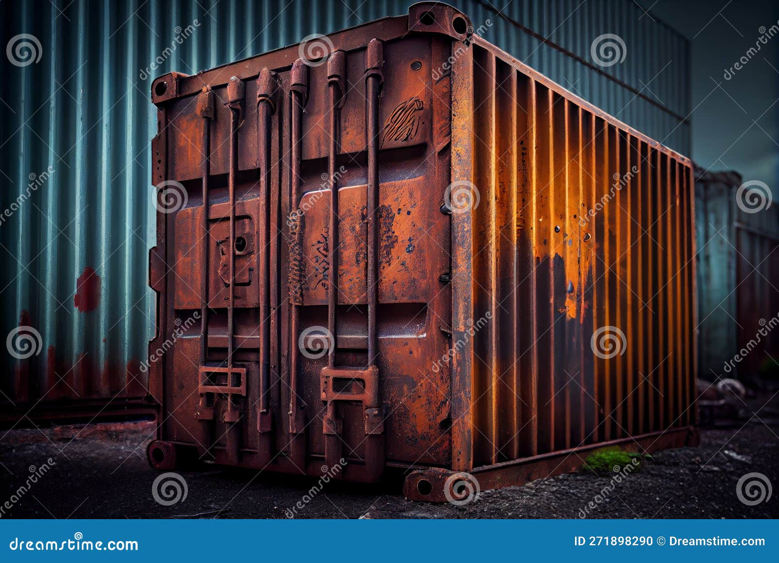 Rusty Cargo Shipping Container Stock Illustration - Illustration of ...