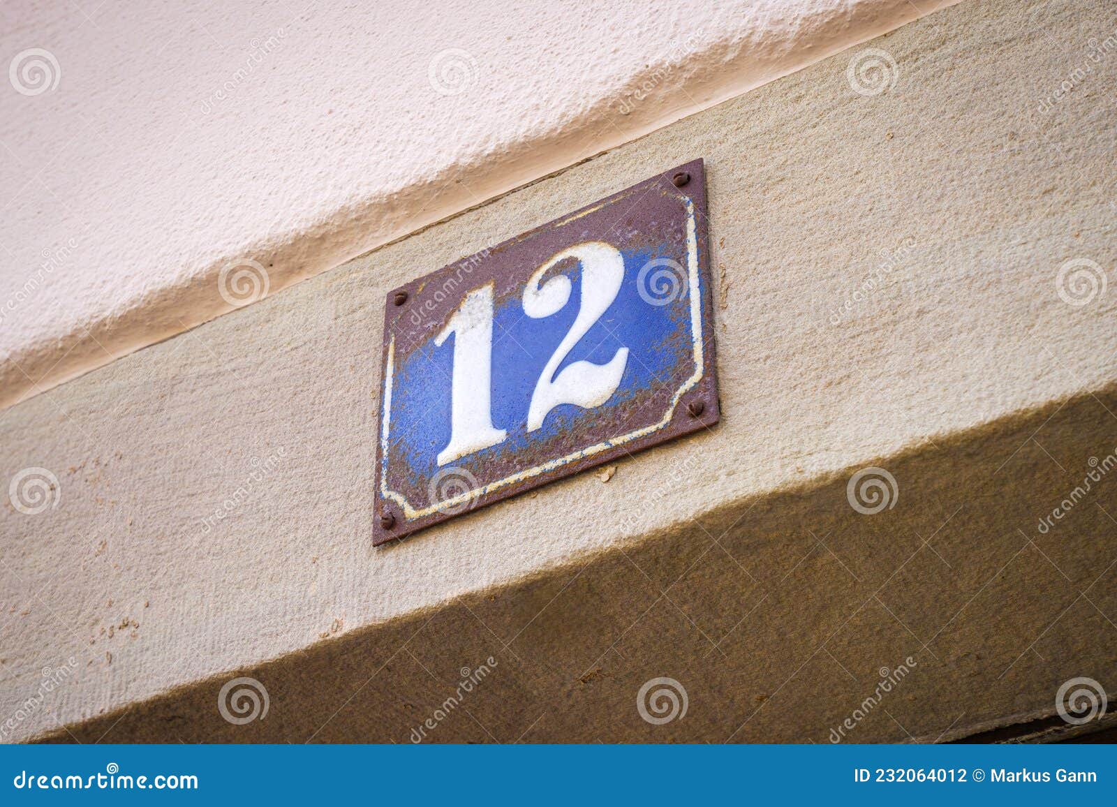 Rusty Blue House Number Twelve Stock Photo - Image of metallic, design ...