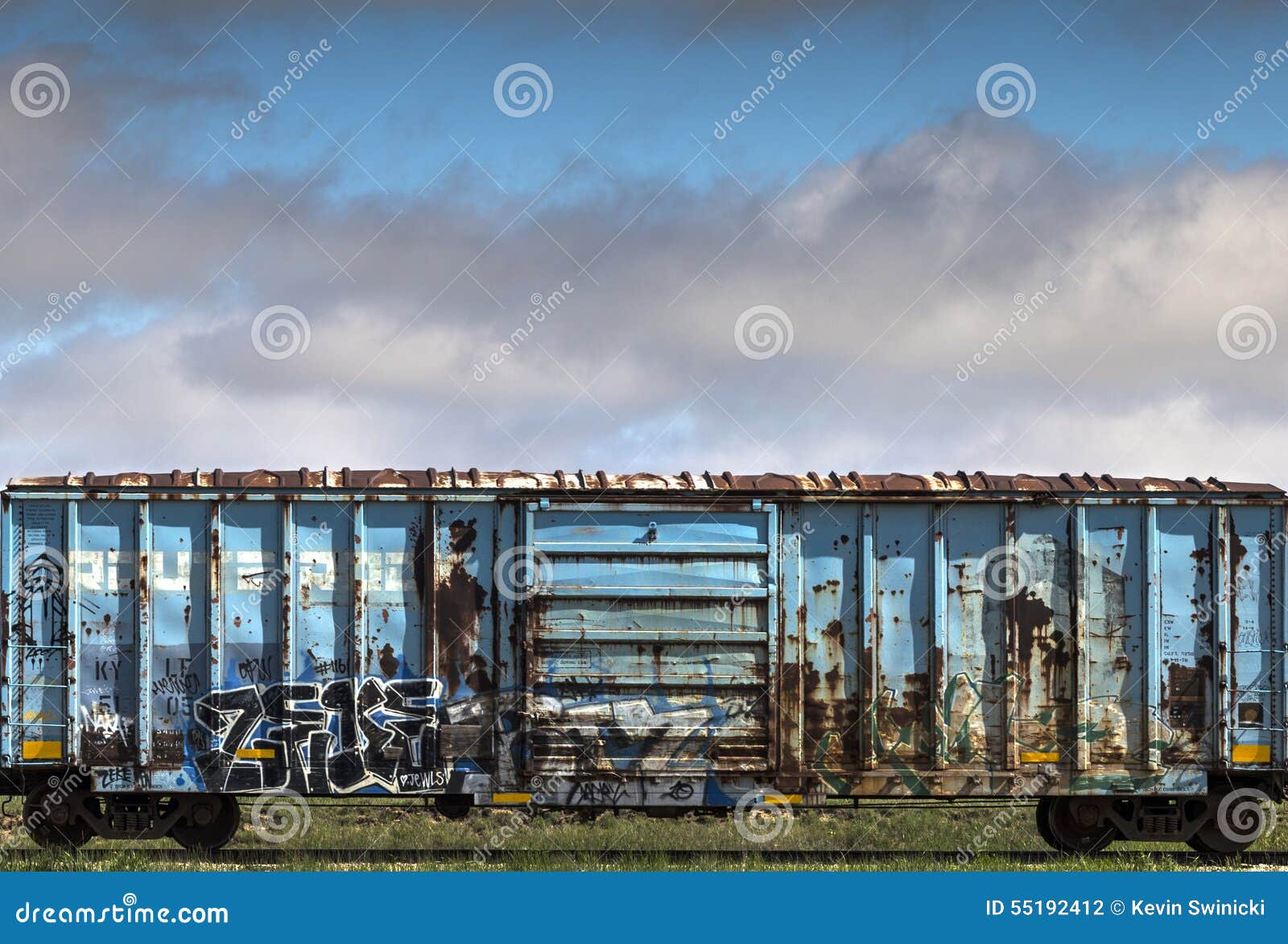 Rusty Blue Railroad Car stock photo. Image of train, transport - 55192412