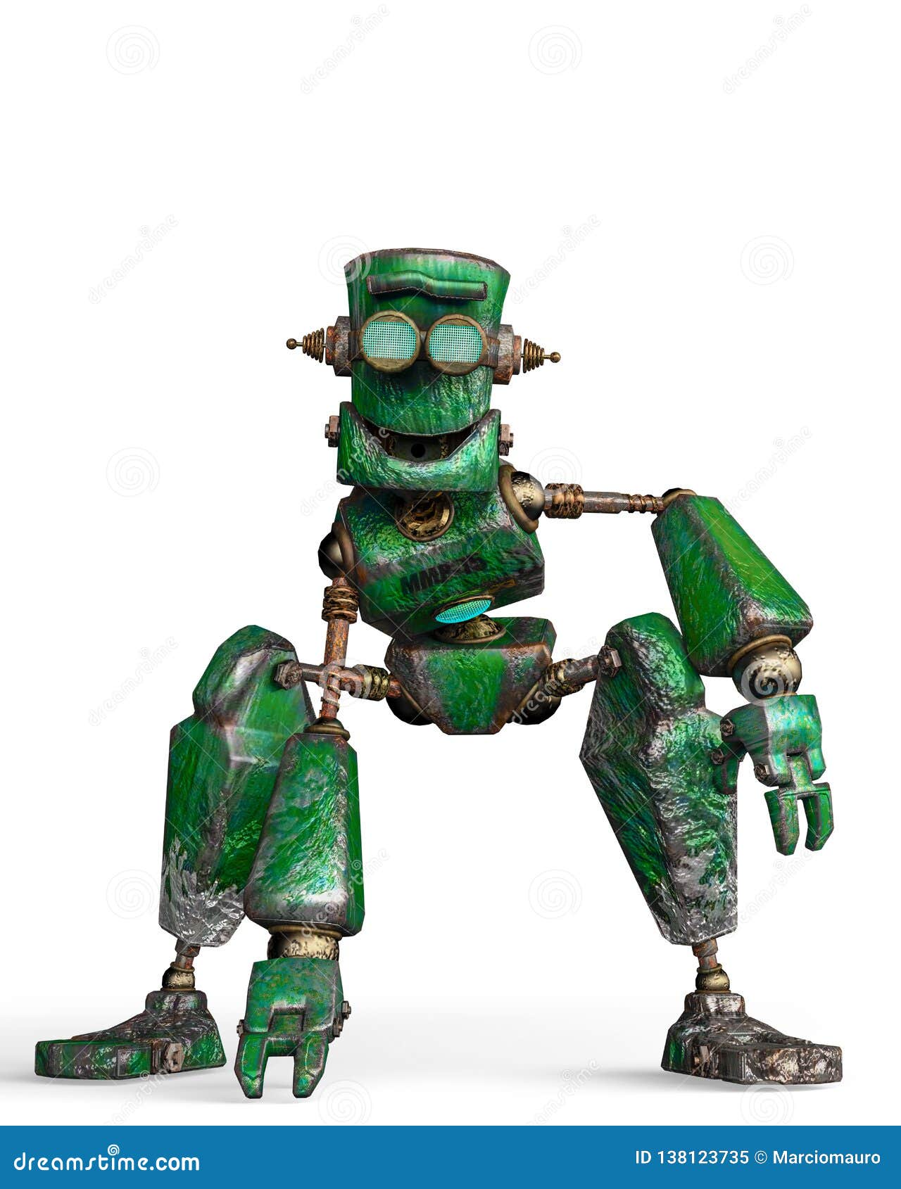 Rusty the Blue Robot in a White Background Stock Illustration ...