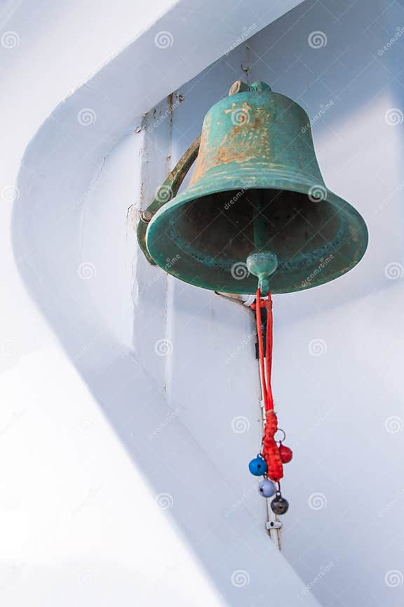 Rusty Boat Bell Hanging on White Dive Boat Stock Image - Image of ...