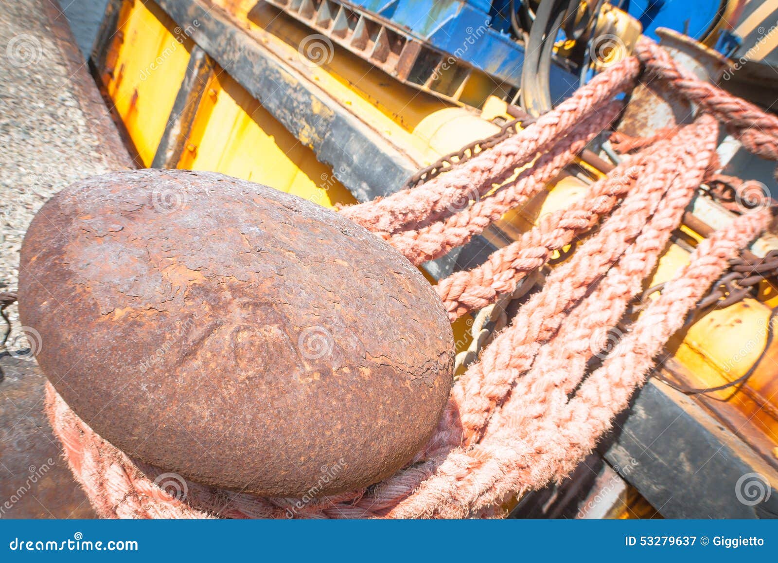 Rusty bollard with line stock image. Image of bollard - 53279637