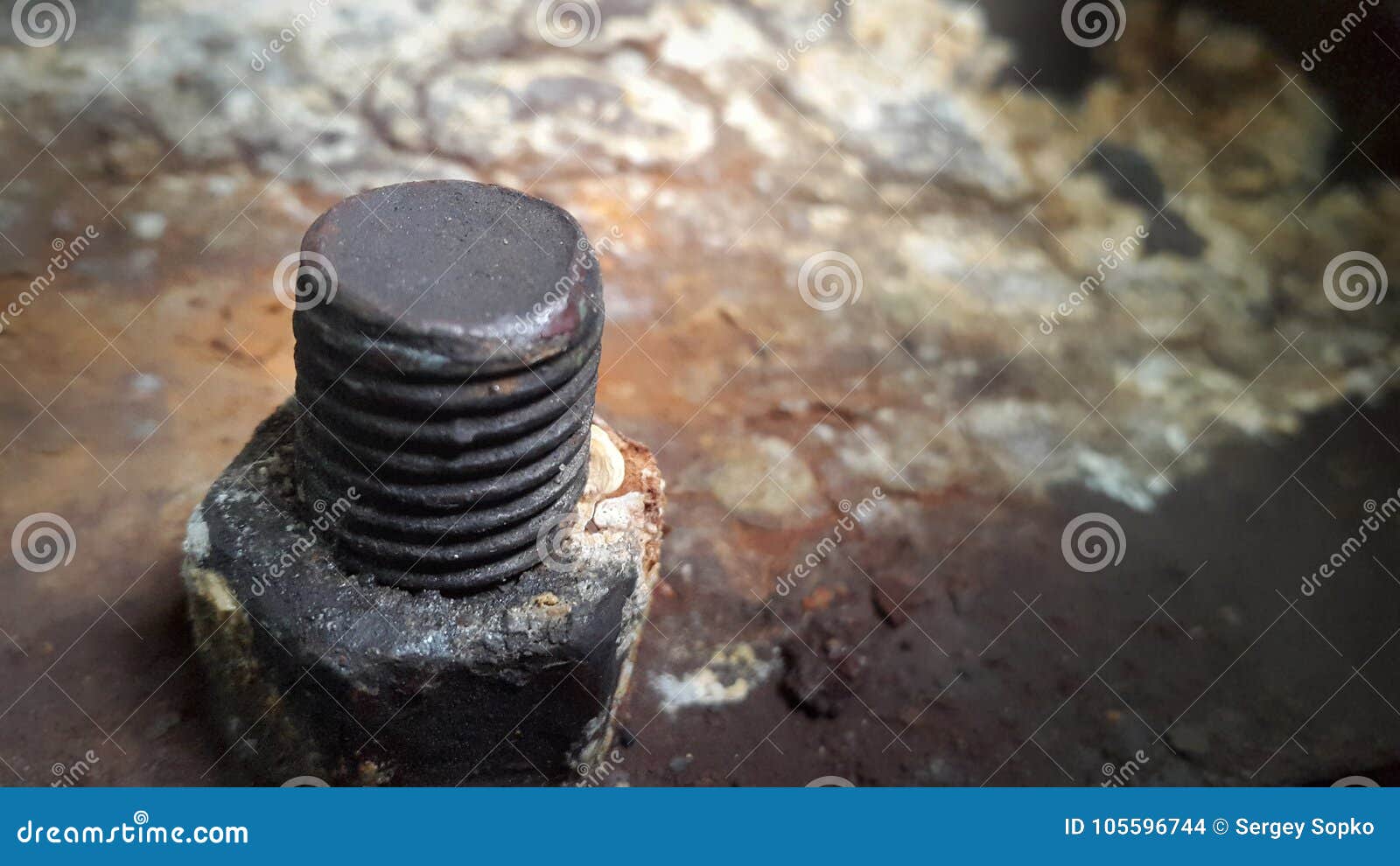 Corrosive Rusted Bolt with Nut. Grunge Industrial Construction Close Up ...