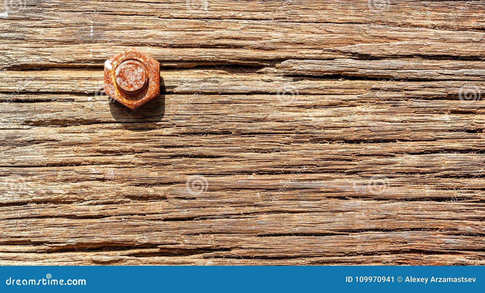 Rusty Bolt in Old Board with Cracks. Texture Stock Image - Image of ...